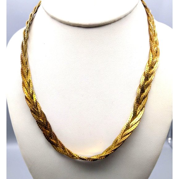Jewelry | Vintage Woven Chain Necklace Gold Tone Braided Strands | Poshmark